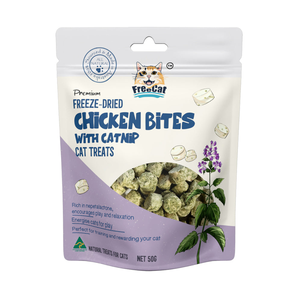 Freeze Dried Chicken Bites with Catnip – FreePet